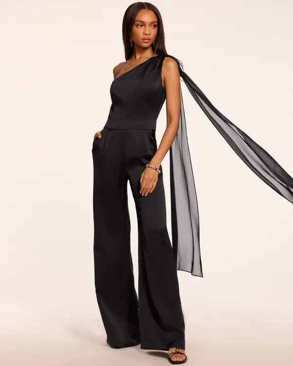 Ramy Brook Genny One-shoulder Wide Leg Jumpsuit - Black
