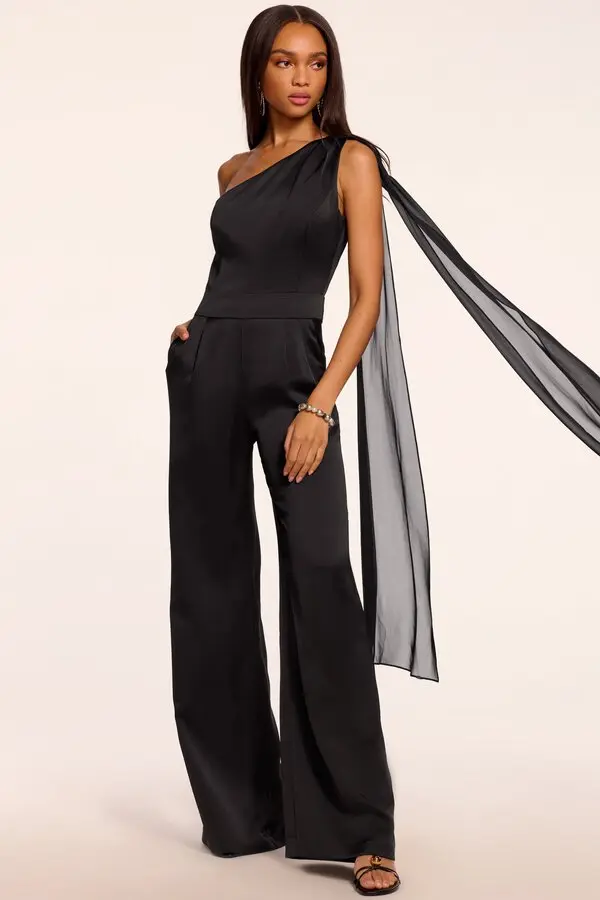 Ramy Brook Genny One-shoulder Wide Leg Jumpsuit - Black
