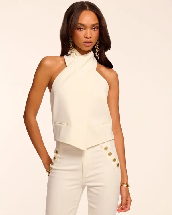Ramy Brook Andie Tailored Halter Top - Ivory