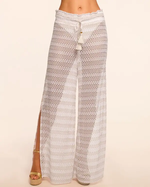 Ramy Brook Glora Lurex Swirl Coverup Pant - White Zigzag