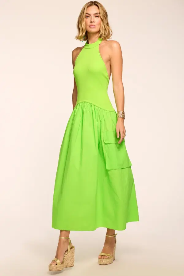 Ramy Brook Simonne High Neck Combo Midi Dress