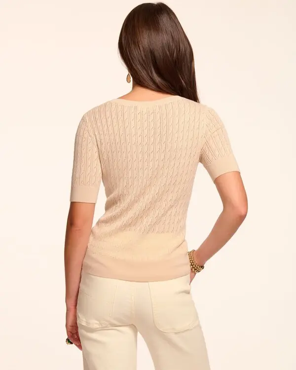 Ramy Brook Elliot Pointelle Silk Cashmere Short Sleeve Top