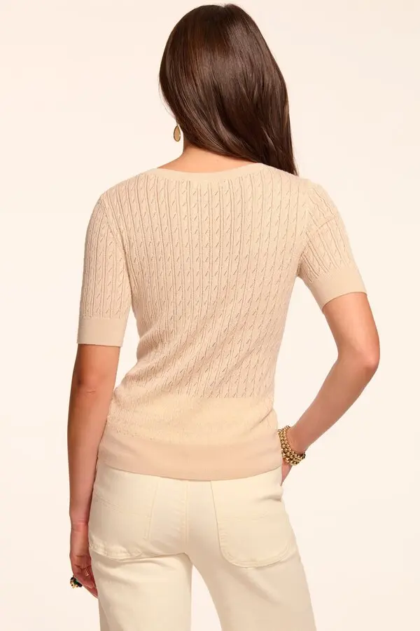 Ramy Brook Elliot Pointelle Silk Cashmere Short Sleeve Top