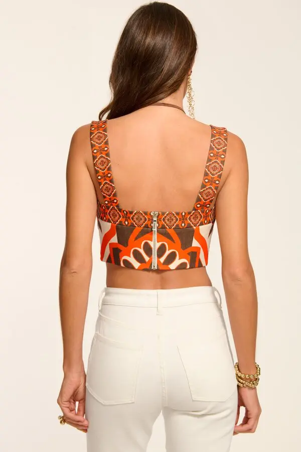 Ramy Brook Lena Printed Linen Crop Top
