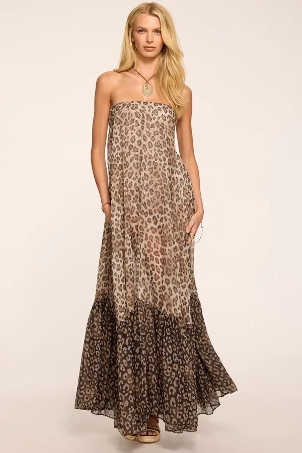 Ramy Brook Katrina Printed Strapless Dress - Light Leopard