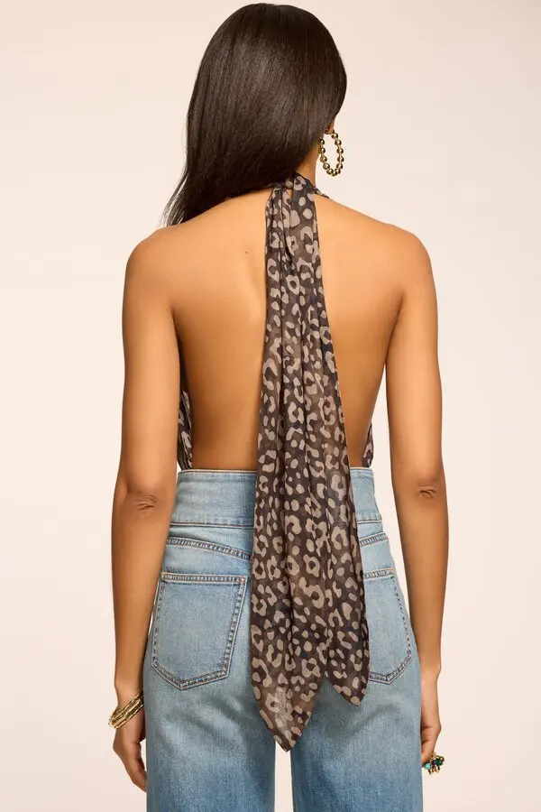 Ramy Brook Kalia Leopard Printed V-neck Bodysuit