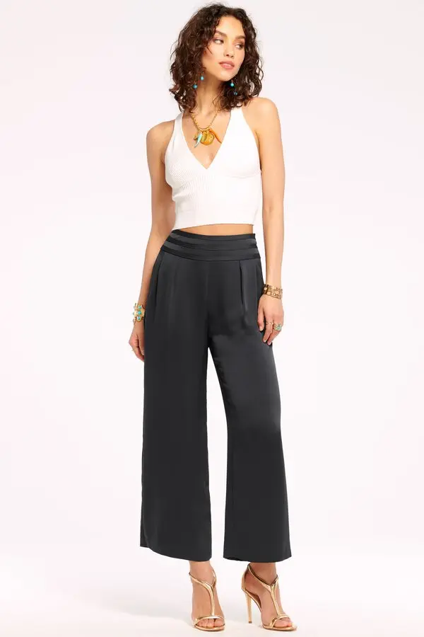 Ramy Brook Joss Cropped Wide Leg Pant - Black