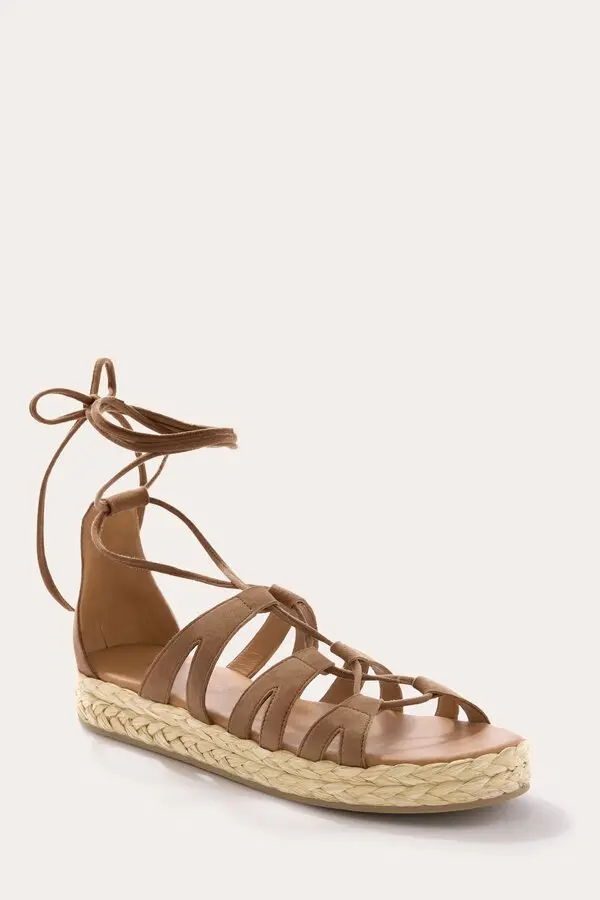 Ramy Brook Devon Lace Up Espadrille Flat - Brown