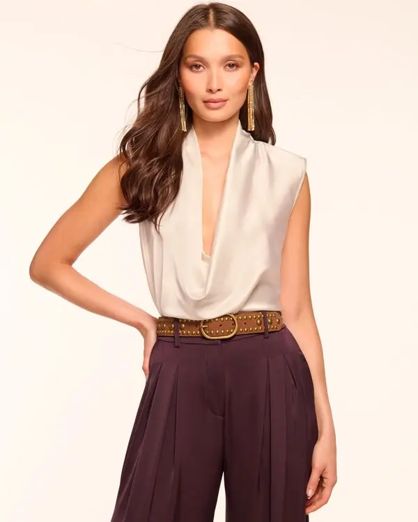 Ramy Brook Gregory Silk Cowl Neck Top - Ivory
