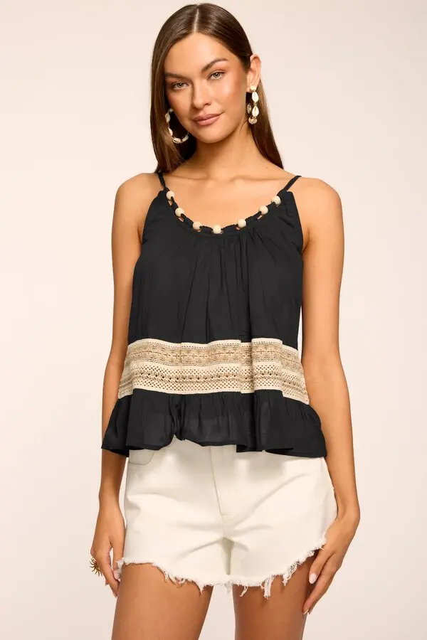 Ramy Brook Kiersten Embellished Coverup Tank Top - Black