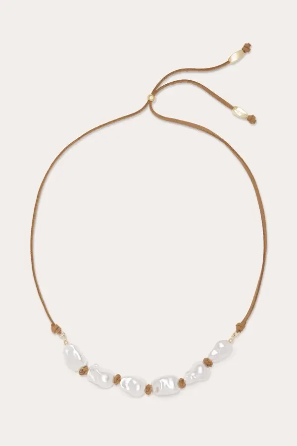 Ramy Brook Luna Suede Pearl Necklace - Gold