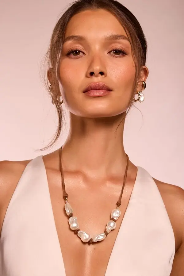 Ramy Brook Luna Suede Pearl Necklace