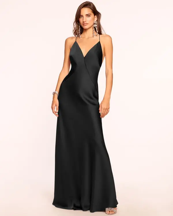 Ramy Brook Caspe V-neck Gown - Black