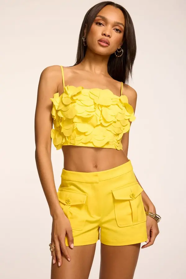 Ramy Brook Everly Embellished Cotton Cropped Top - Sunshine