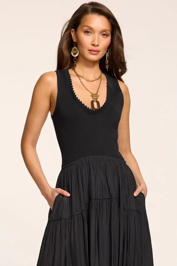 Ramy Brook Hadley Knit Combo Midi Dress
