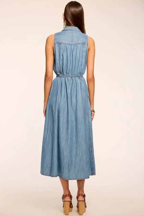 Ramy Brook Clover Chambray V-neck Midi Dress