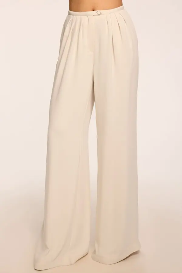 Ramy Brook Yasmine Wide Leg Pleated Pant - Bone