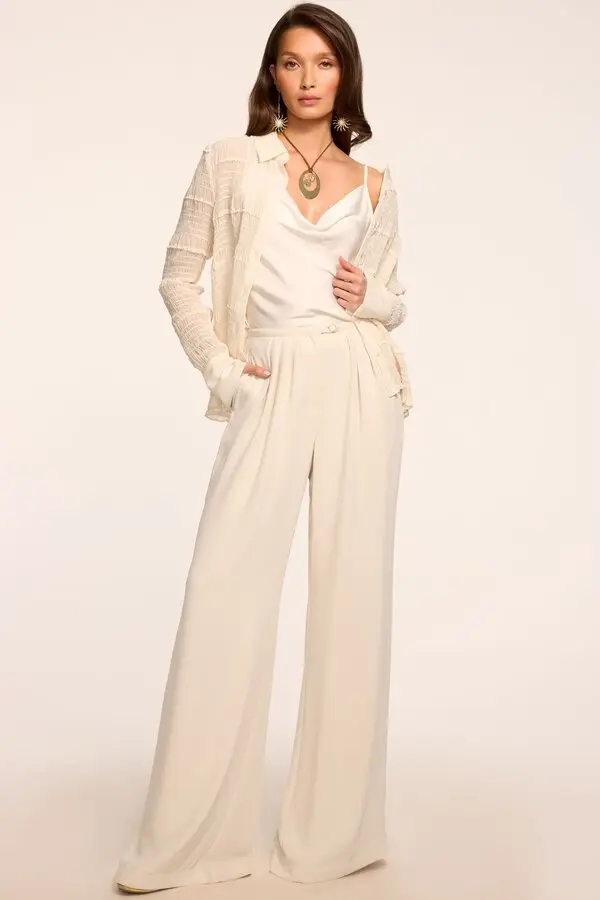Ramy Brook Yasmine Wide Leg Pleated Pant