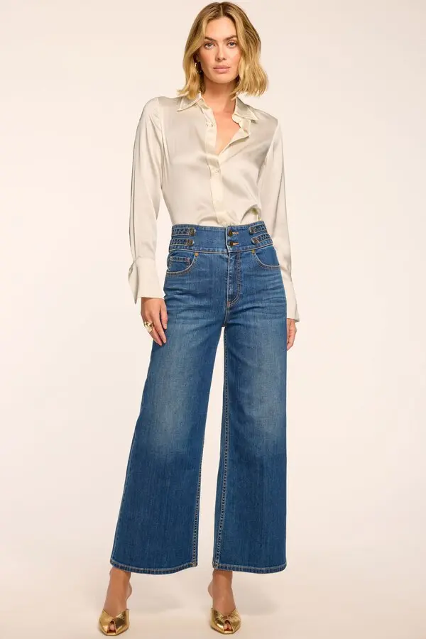 Ramy Brook Liv Cropped Wide Leg Jean - Medium Wash