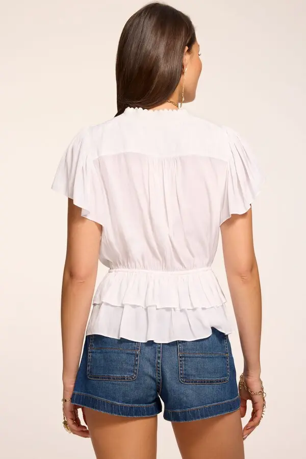Ramy Brook Emberly Embellished Short Sleeve Top