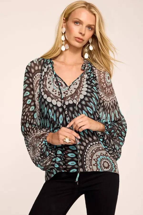 Ramy Brook Maisy Printed Silk Top - Multi Medallion