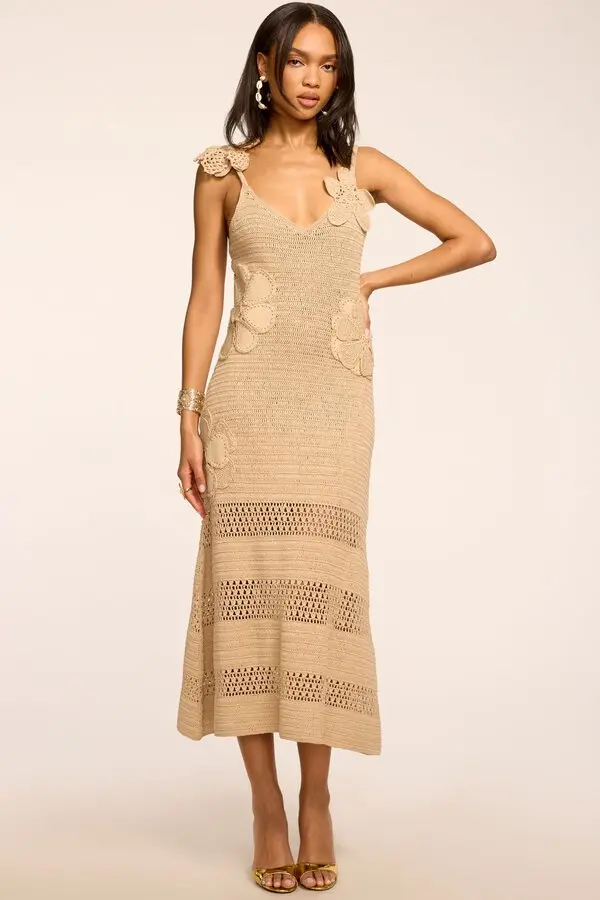 Ramy Brook Camille Crochet Knit Midi Dress