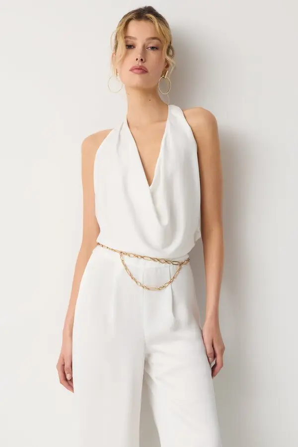 Ramy Brook Harriet Silk Halter Tank Top - Ivory