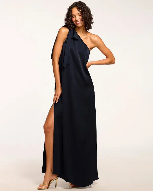 Ramy Brook Benita One-shoulder Gown - Navy