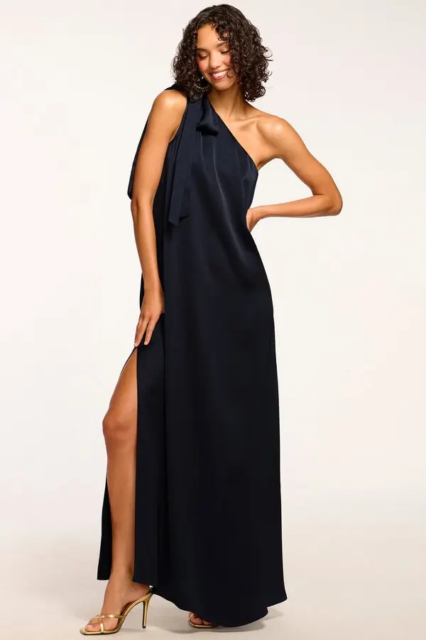 Ramy Brook Benita One-shoulder Gown - Navy