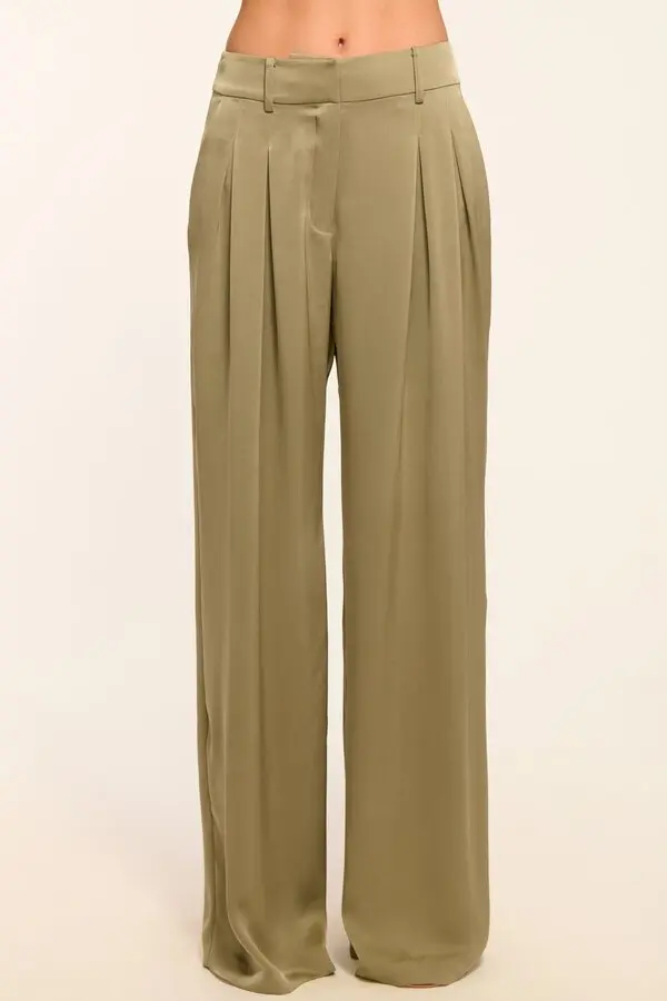Ramy Brook Oscar Pleated Wide Leg Pants - Safari