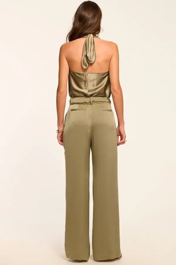 Ramy Brook Oscar Pleated Wide Leg Pants - Safari