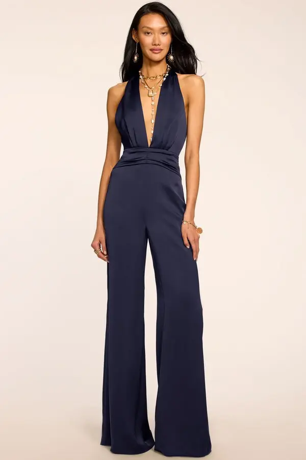 Ramy Brook Desiree Deep V-neck Jumpsuit - Navy