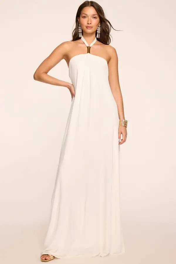 Ramy Brook Meredith Embellished High Neck Gown - Ivory