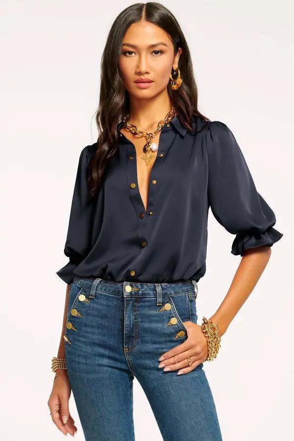 Ramy Brook Dina Button Down Bodysuit
