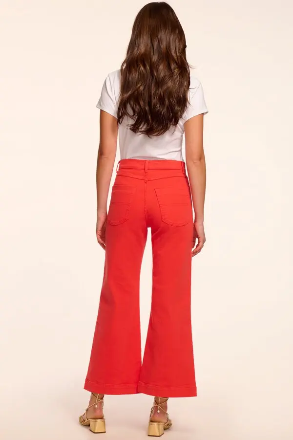Ramy Brook Clifford Cropped Wide Leg Jean - Crimson