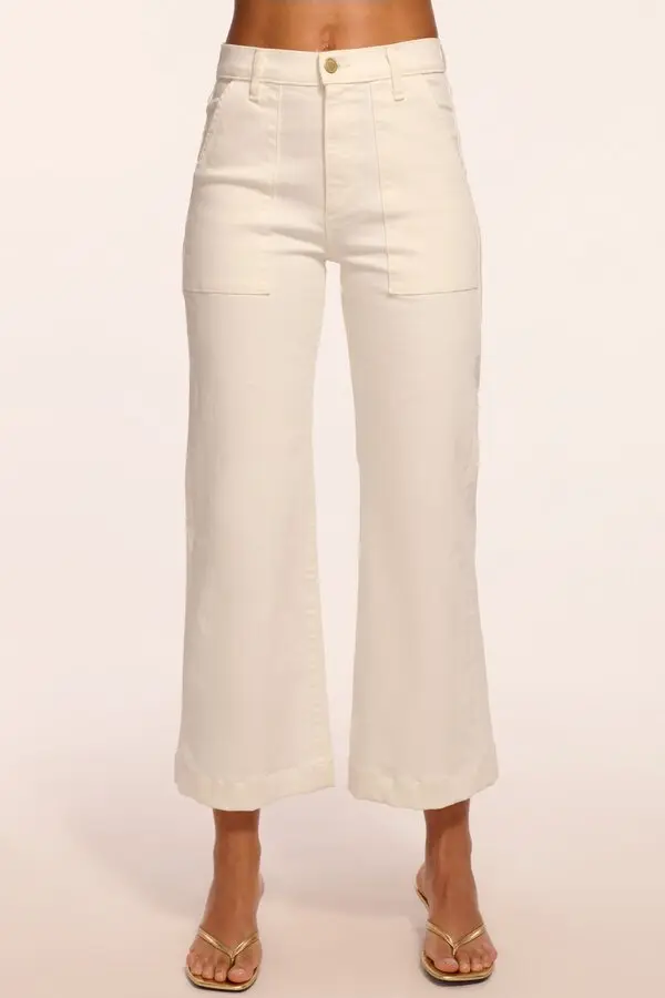 Ramy Brook Clifford Cropped Wide Leg Jean - White