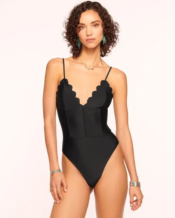 Ramy Brook Mikayla Scalloped One Piece Swimsuit - Black