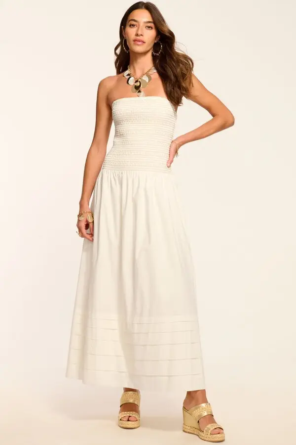 Ramy Brook Jace Cotton Poplin Smocked Maxi Dress