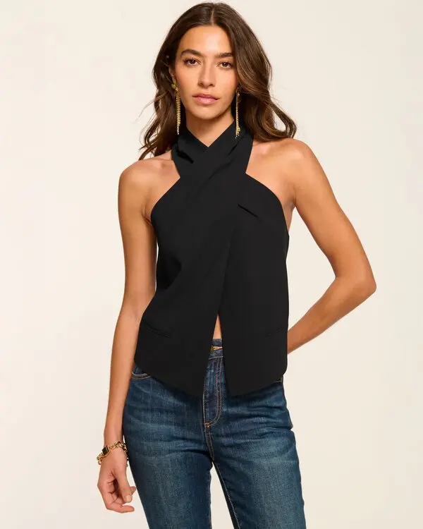 Ramy Brook Andie Tailored Halter Top - Black