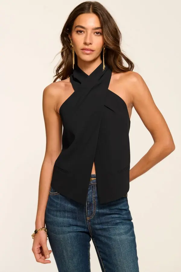 Ramy Brook Andie Tailored Halter Top - Black