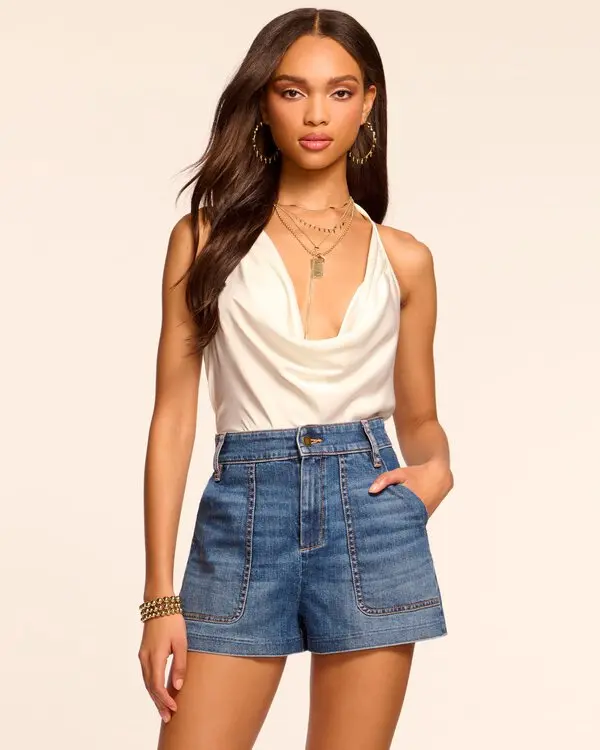 Ramy Brook Hilary High Waisted Denim Mini Short - Medium Wash