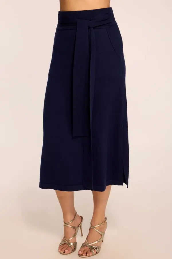 Ramy Brook Abby Knit Midi Wrap Skirt - Navy