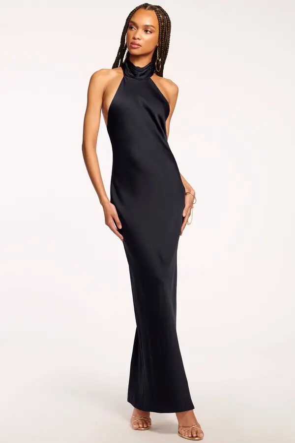 Ramy Brook Tatiana High Neck Gown - Navy