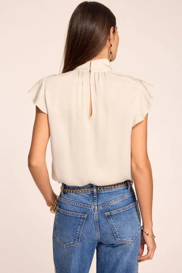 Ramy Brook Balinda Tie Neck Short Sleeve Blouse