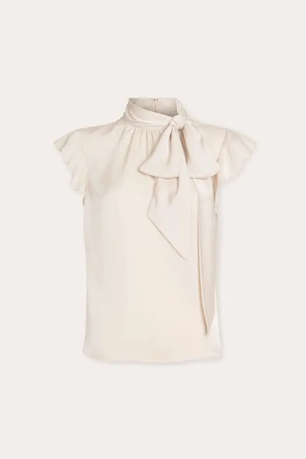 Ramy Brook Balinda Tie Neck Short Sleeve Blouse