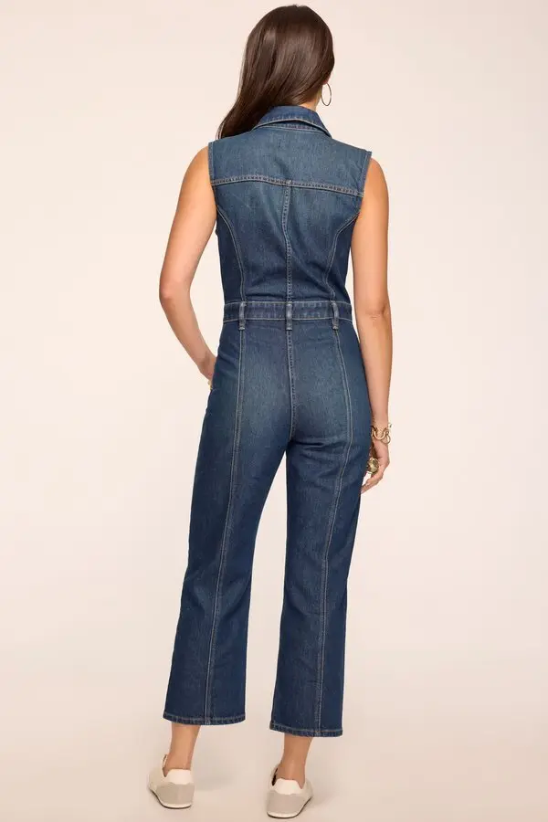 Ramy Brook Jessie Sleeveless Denim Cropped Jumpsuit