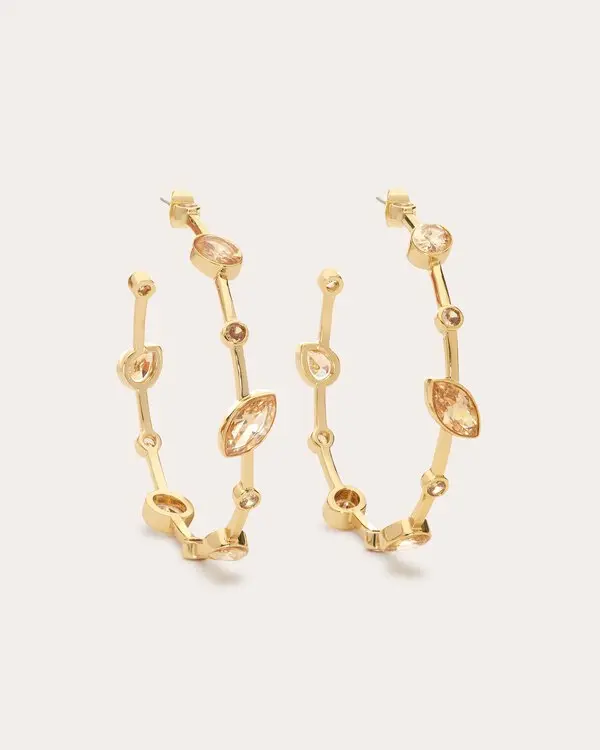 Ramy Brook Camile Gemstone Hoop Earrings - Champagne