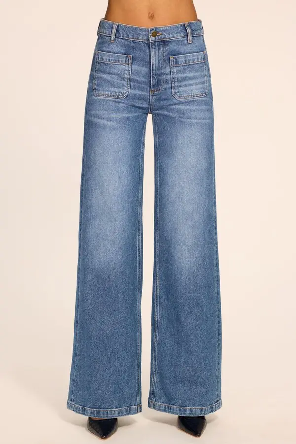 Ramy Brook Cleo Wide Leg Jean - Mid Cerulean