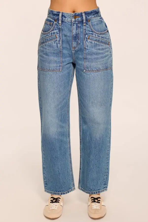 Ramy Brook Arlo Cropped Barrel Jean - Medium Azure