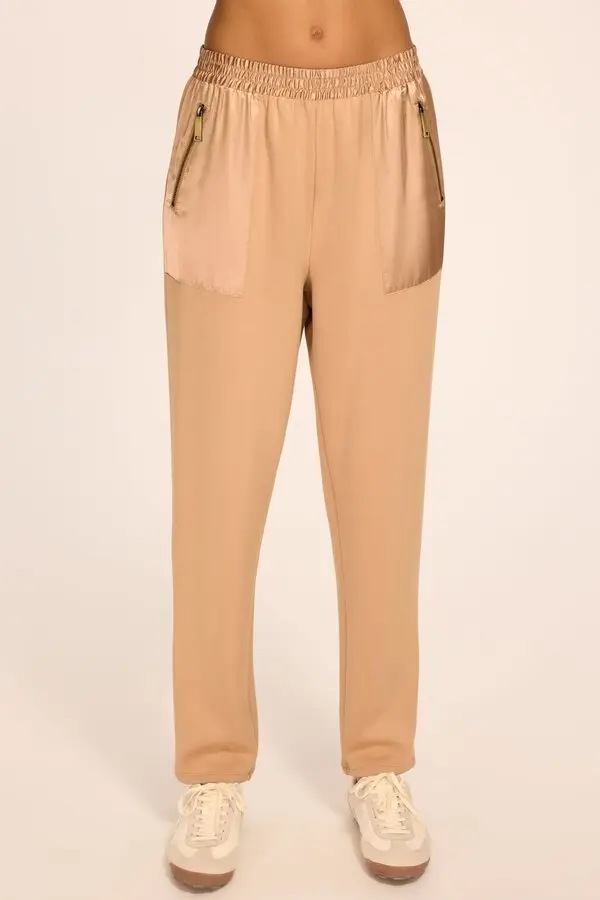 Ramy Brook Frances Satin Knit Jogger - Camel